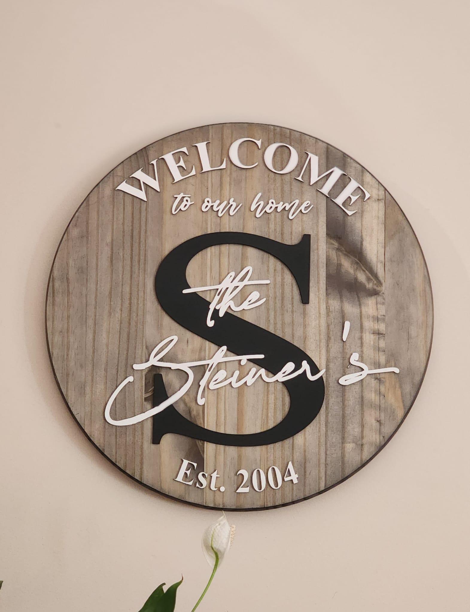 Round Wood 3D Custom Monogram Sign - Uptima Designs